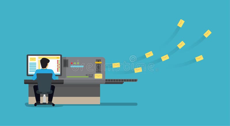 Man Using Email Blast Technology for Marketing Campaign Vector ...