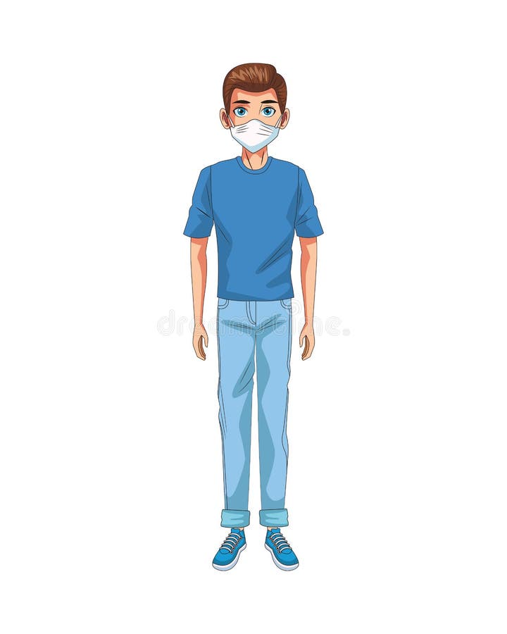 Man Using Face Mask Character Stock Vector - Illustration of safety ...