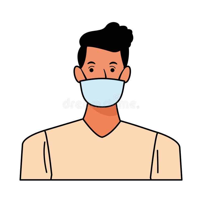 Man Using Face Mask for Character Stock Vector - Illustration of ...