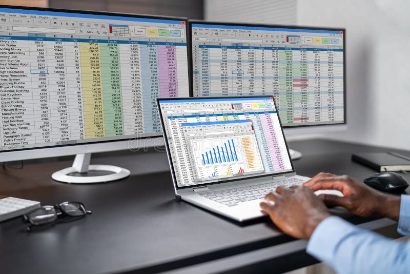 Man Using Finance Spreadsheet Report Stock Image - Image of american ...