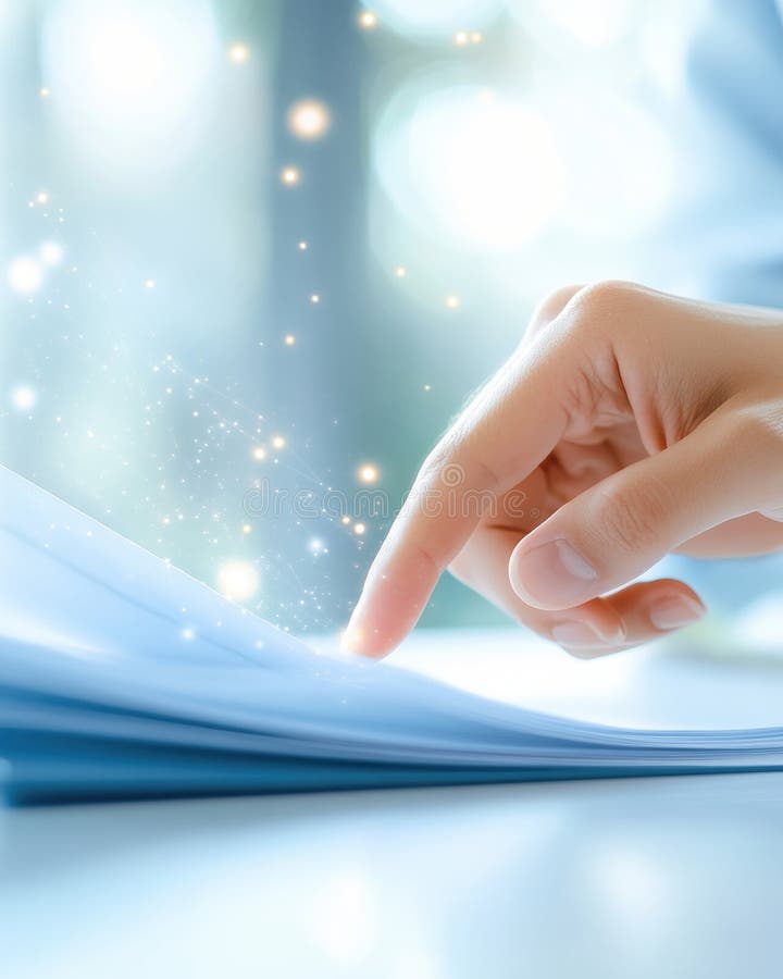 Man Using Finger To Touch Digital Check Mark on Hologram of Documents ...