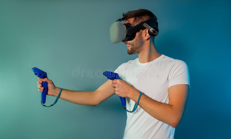 Man Using a Gaming Gadget for Virtual Reality Stock Image - Image of ...
