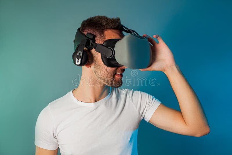 Man Using a Gaming Gadget for Virtual Reality Stock Image - Image of ...
