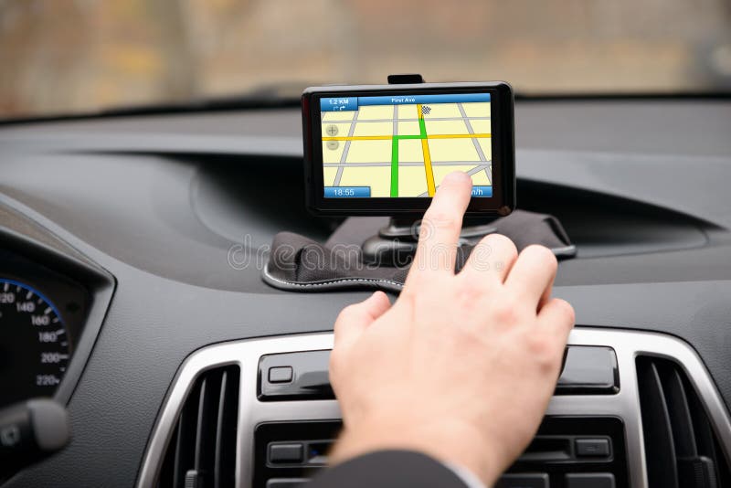 Man Using Gps Navigation while Driving Stock Photo - Image of ...