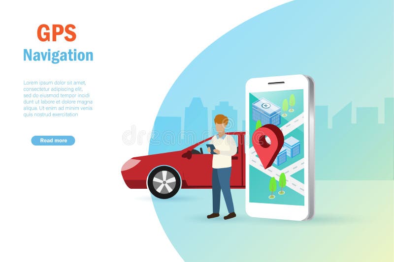 Man Using GPS Navigation on Smartphone Online Find Driving Location and ...