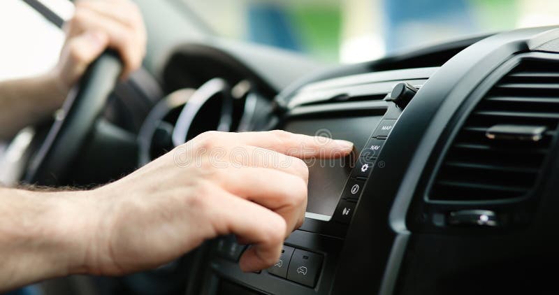 Man Using Gps Navigation System in Car To Travel Stock Image - Image of ...