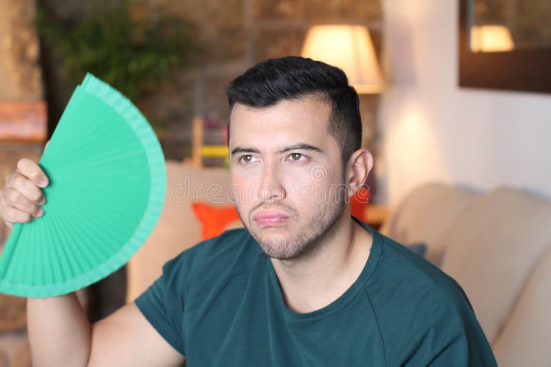 Man Using Hand Fan during Heatwave Stock Photo - Image of plastic ...