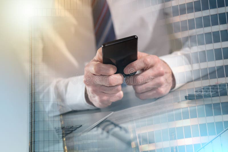 Man Using His Mobile Phone; Multiple Exposure Stock Image - Image of ...