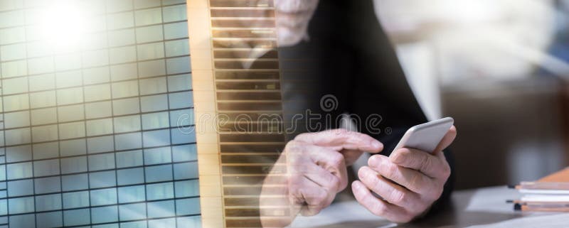 Man Using His Mobile Phone; Multiple Exposure Stock Image - Image of ...