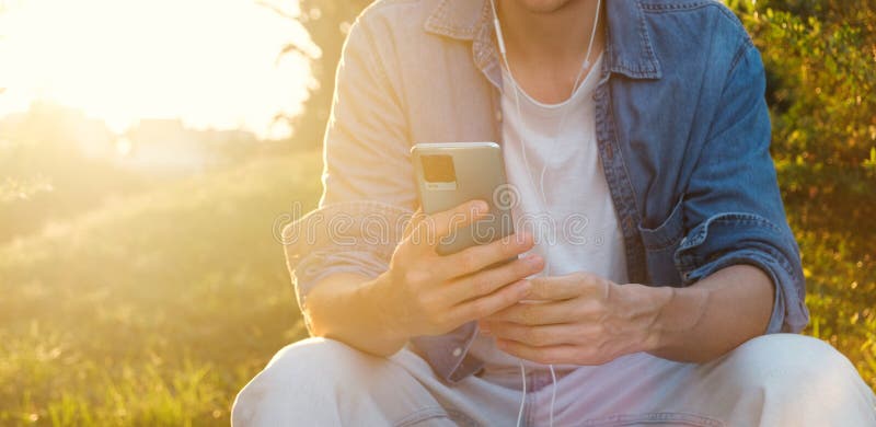 Man Using His Mobile Phone Outdoor Stock Photo - Image of phone, people ...
