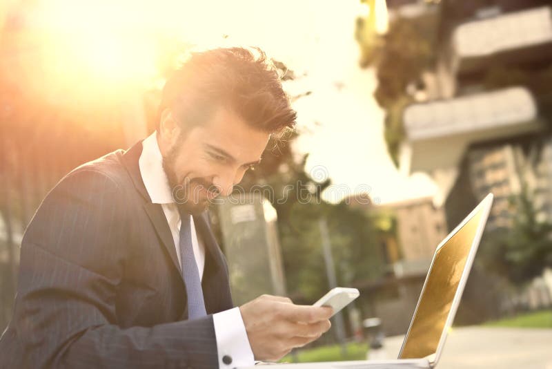 Man using his phone stock photo. Image of outdoor, travel - 78481698