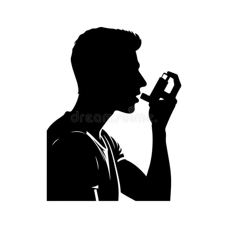 Man using an inhaler stock illustration. Illustration of clothing ...