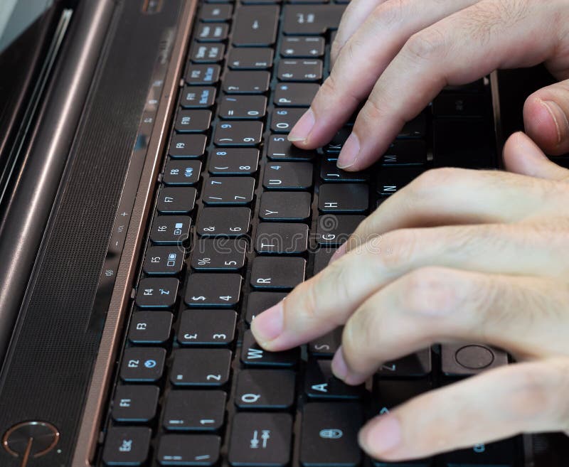 Man Using Keyboard on Laptop Computer Stock Photo - Image of ...