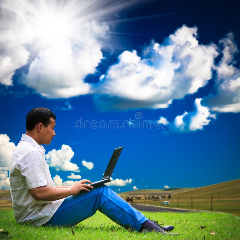 Pilot using a laptop stock photo. Image of indoor, computer - 6678972
