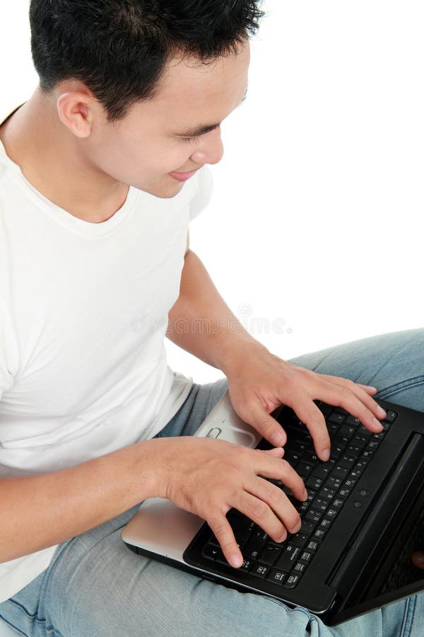 Man using laptop stock photo. Image of success, laptop - 23797798