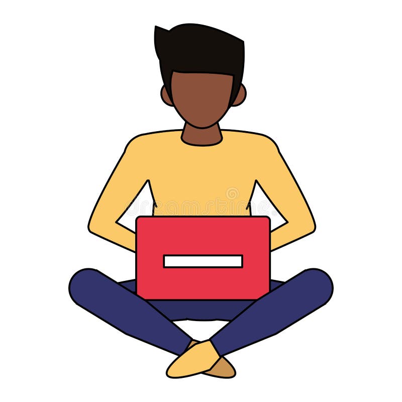 Man Using Laptop Computer Cartoon Stock Vector - Illustration of ...