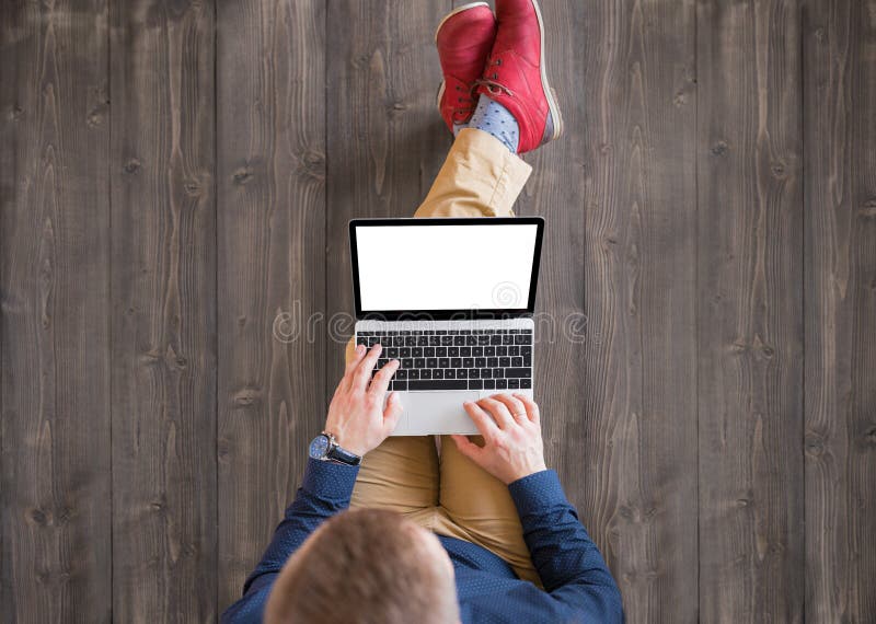 Man using laptop computer. stock image. Image of gadget - 125910111