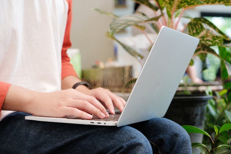 Man Using Laptop Computer, People and Technology, Lifestyles Stock ...