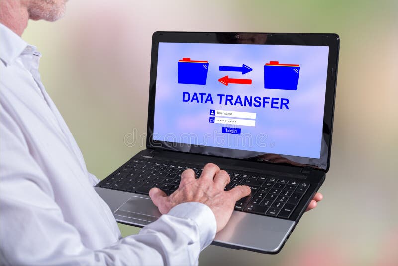 Data Transfer Concept on a Laptop Stock Illustration - Illustration of ...
