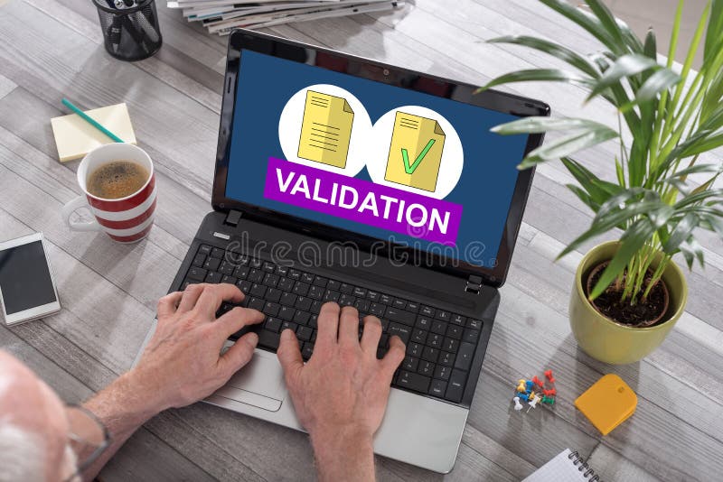 Document Validation Concept on a Laptop Stock Image - Image of screen ...