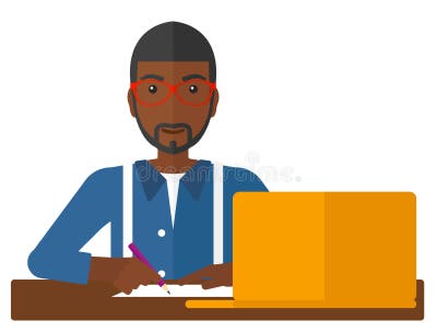 African American Man Cartoon Studying Stock Illustrations – 341 African ...
