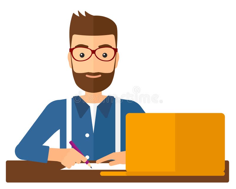 Man Using Laptop for Education Stock Vector - Illustration of concept ...