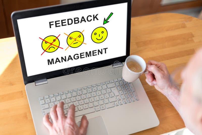 Feedback Management Concept on a Laptop Stock Image - Image of symbol ...