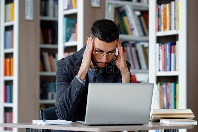 Man Using Laptop and Feeling Stressed Stock Photo - Image of computer ...