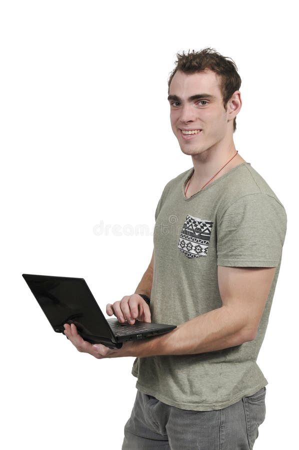 Man Using Laptop stock photo. Image of internet, education - 84085258