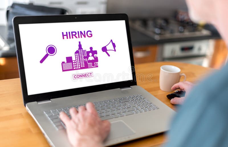 Hiring concept on a laptop stock image. Image of application - 296255783