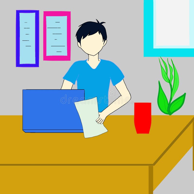 Man Using Laptop Illustration Stock Illustration - Illustration of ...