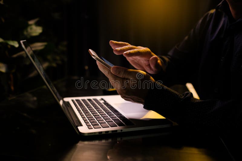 Man Using Laptop with Internet Network Technology, Concept Technology ...