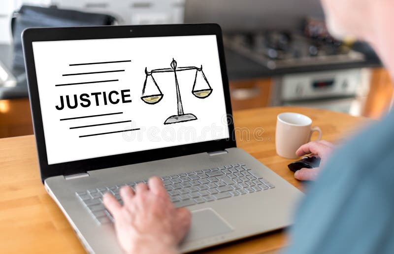 Justice Concept on a Laptop Stock Photo - Image of system, legal: 144983482