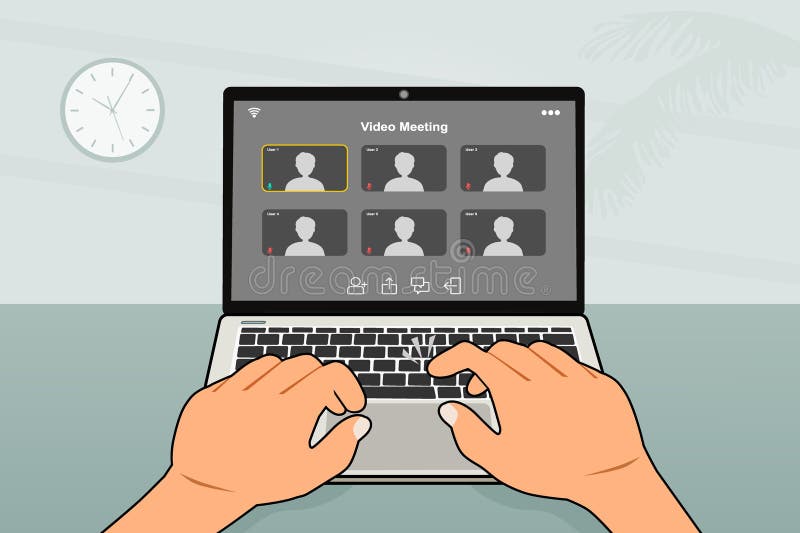 Man Using a Laptop for Online Meeting. Learning or Meeting Online with ...