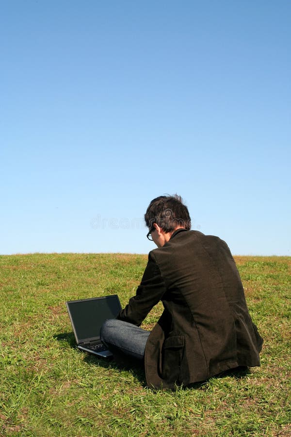 Laptop on hiking trail stock photo. Image of hiker, outdoors - 4828270