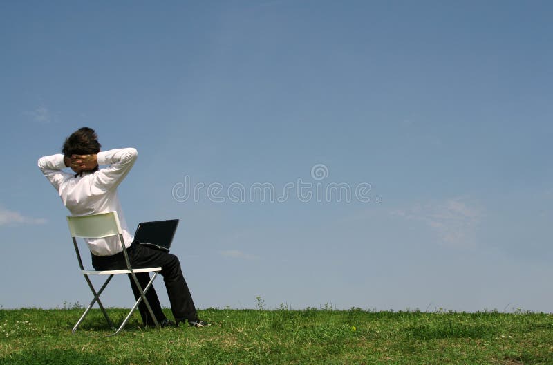 Man using laptop outdoors stock photo. Image of internet - 2808254