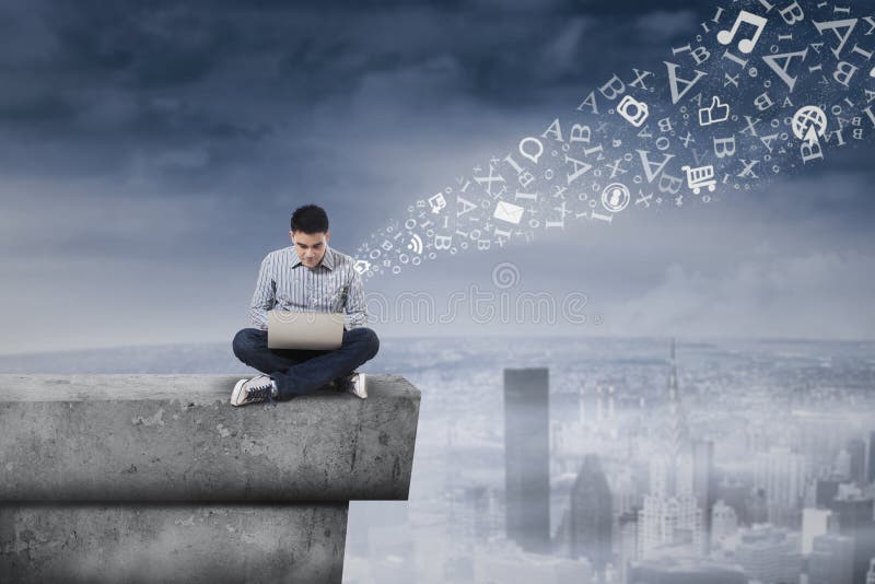 Fast Internet Concept. Two Levitating Business Men on Road Using Stock ...