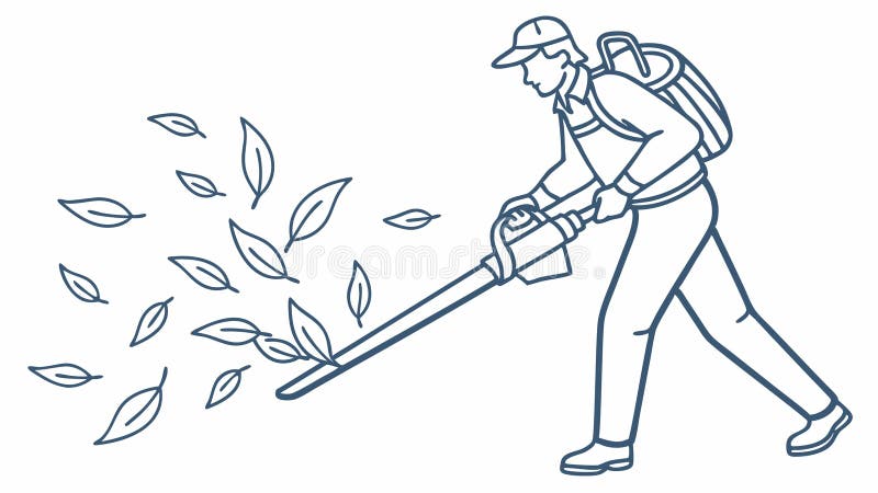 Man Using Leaf Blower Autumn Cleanup Vector, Vector Design Generative ...