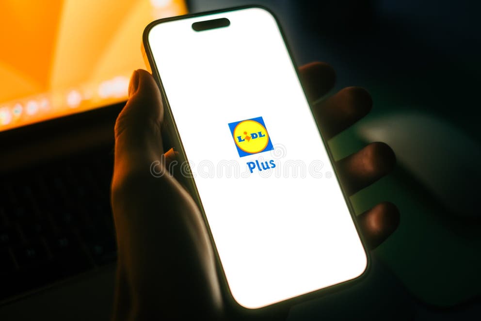 Man Using Lidl Plus App on Smartphone Editorial Stock Image ...