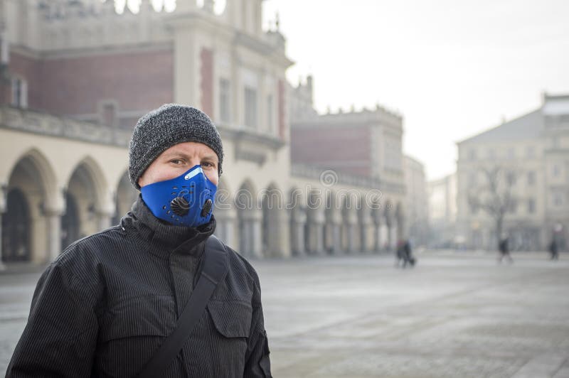 Man Using a Mask - Protection Against Smog Stock Image - Image of care ...