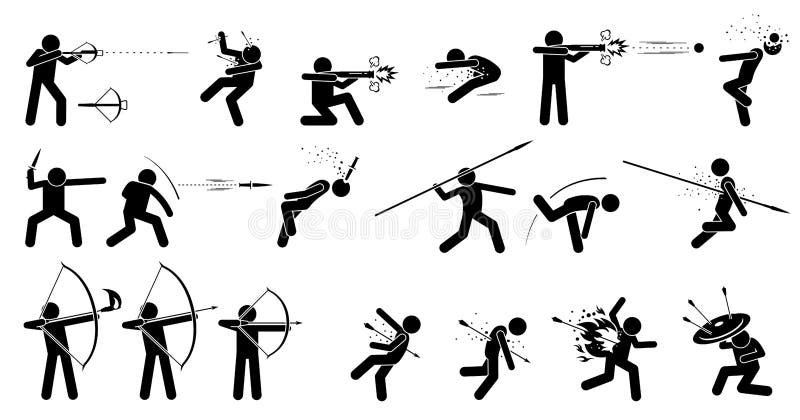 Man Using Medieval War Hand Held Ranged Weapons. Stock Vector ...