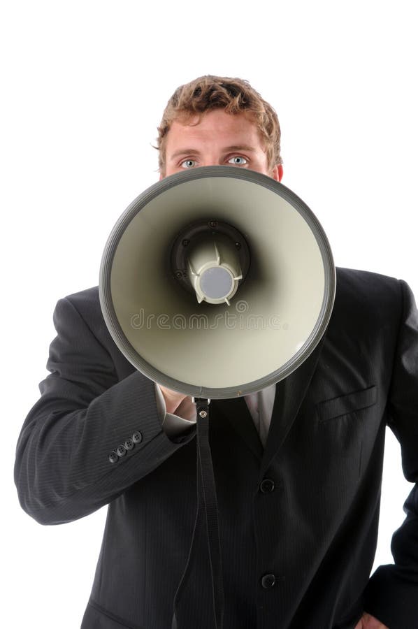 Man Using Megaphone stock image. Image of message, body - 5983565