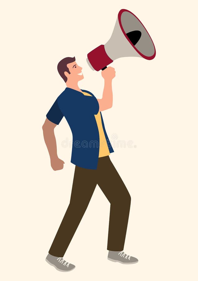 Man using megaphone stock vector. Illustration of person - 182936005