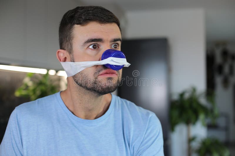 Man Using Mint Breathing Remedy Stock Image - Image of attached ...