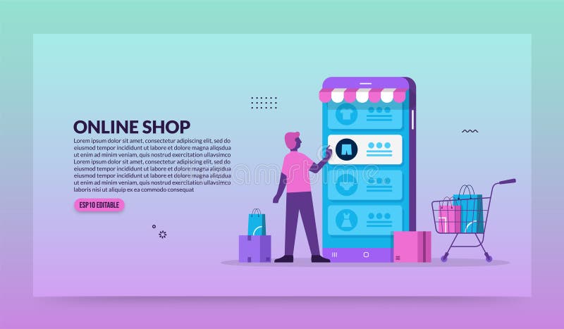 Man Using Mobile Application To Shopping Online, Mobile Store and E ...