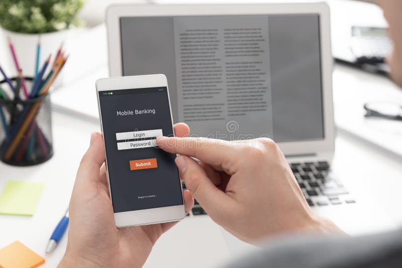 Man Using Mobile Banking on Smartphone Stock Photo - Image of credit ...