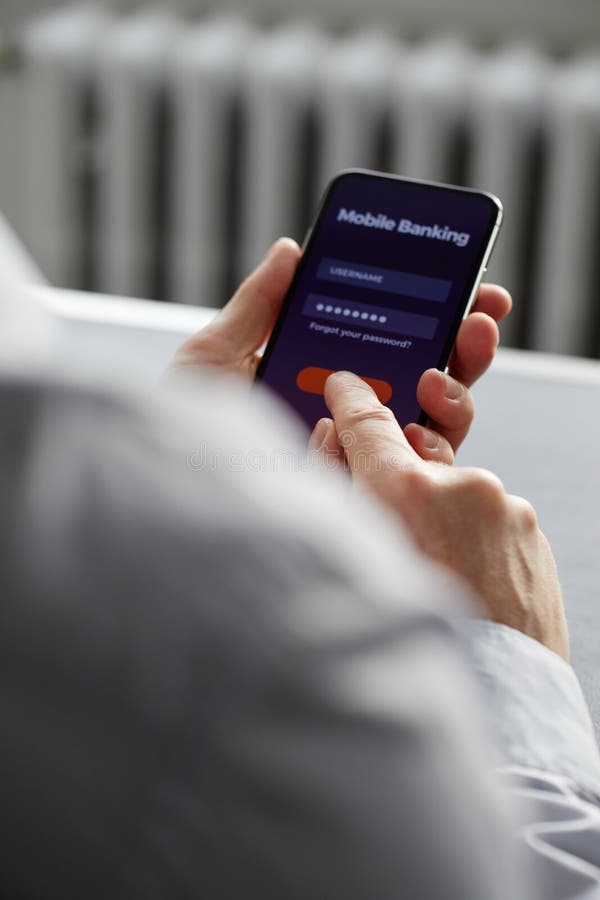 Man Using Mobile Banking on Smartphone Stock Photo - Image of male ...
