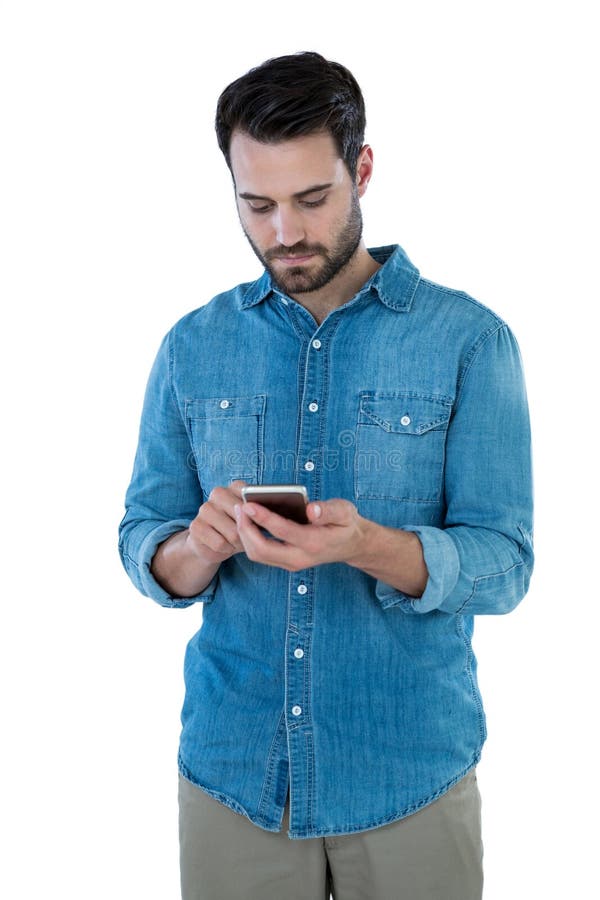 Man Using Mobile Phone with Various Application Stock Image - Image of ...