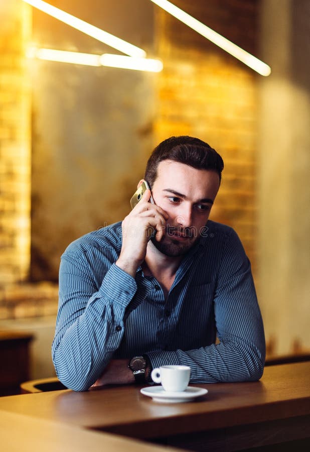 Man using mobile phone stock image. Image of taking, smiling - 90132031