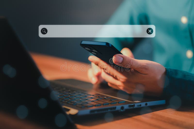 Man Using a Mobile Phone in the Room for Searching Browsing Internet ...